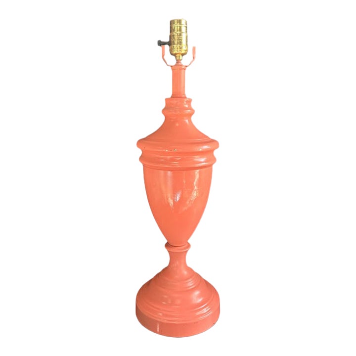 1970s Salmon Pink Large Table Lamp | Chairish