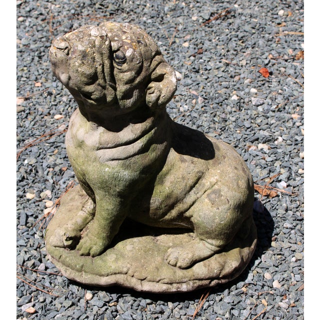 C. 1920s English Cast Stone Bulldog Garden Statue | Chairish