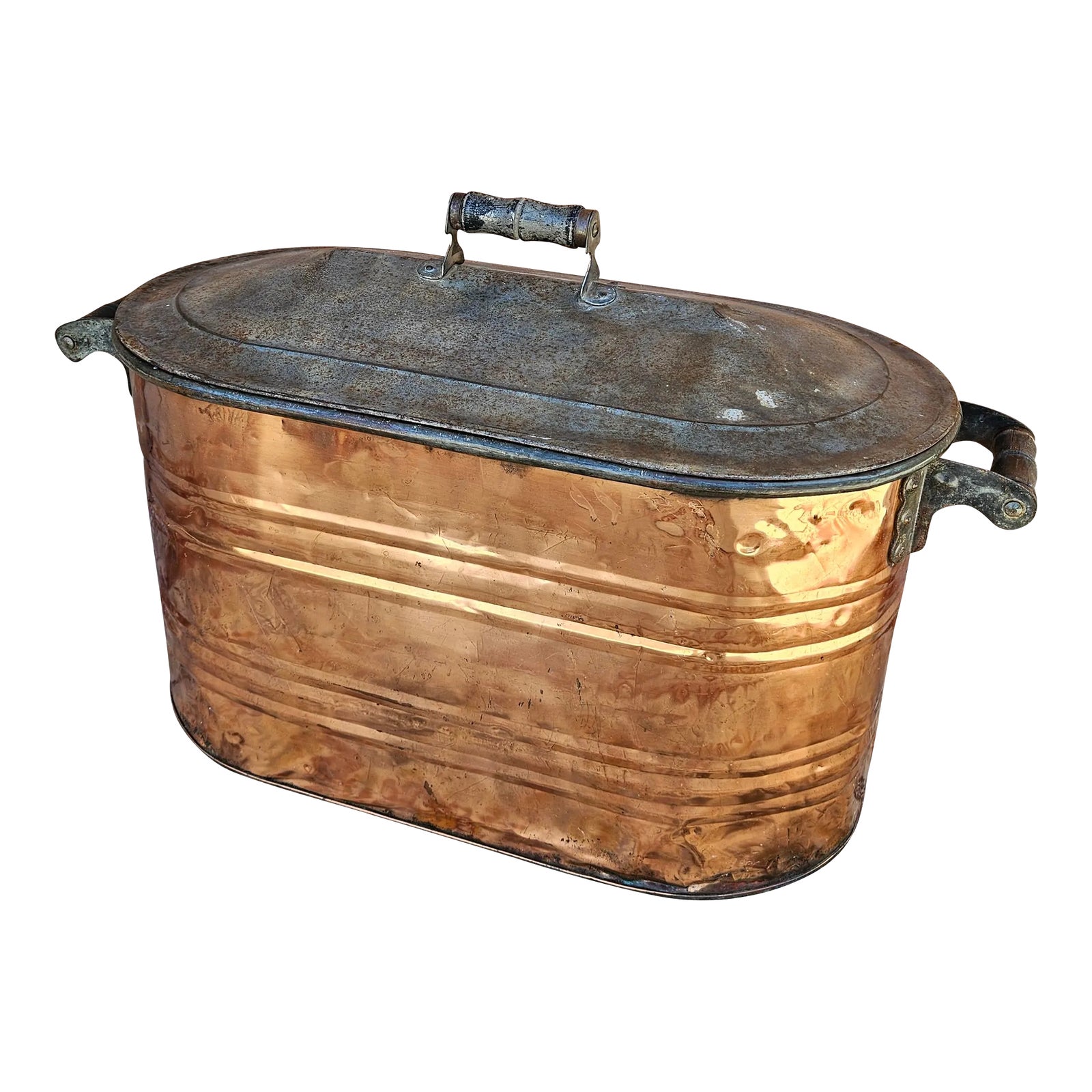 Early 20th Century Vintage Copper Bin With Lid | Chairish