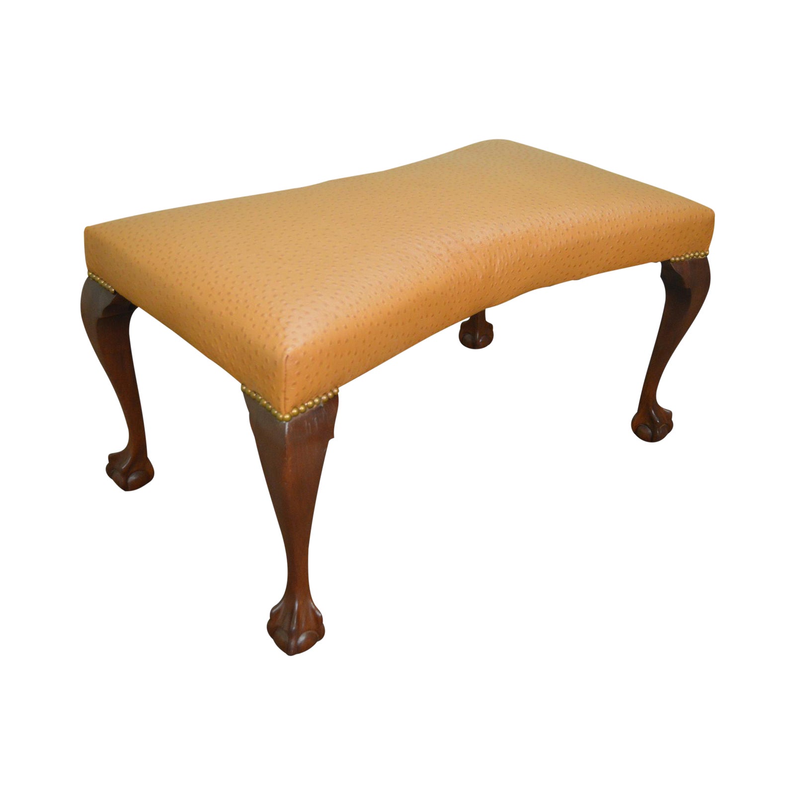 Custom Walnut Chippendale Style Ball & Claw Foot Bench | Chairish