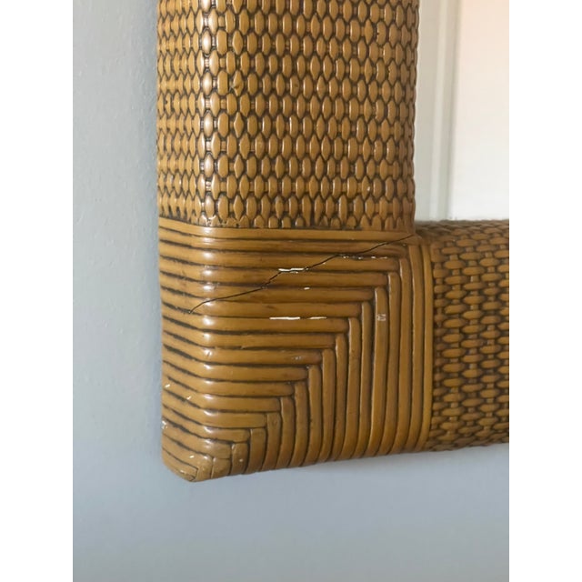 Vintage Large California Boho Modern Rattan Mirror | Chairish