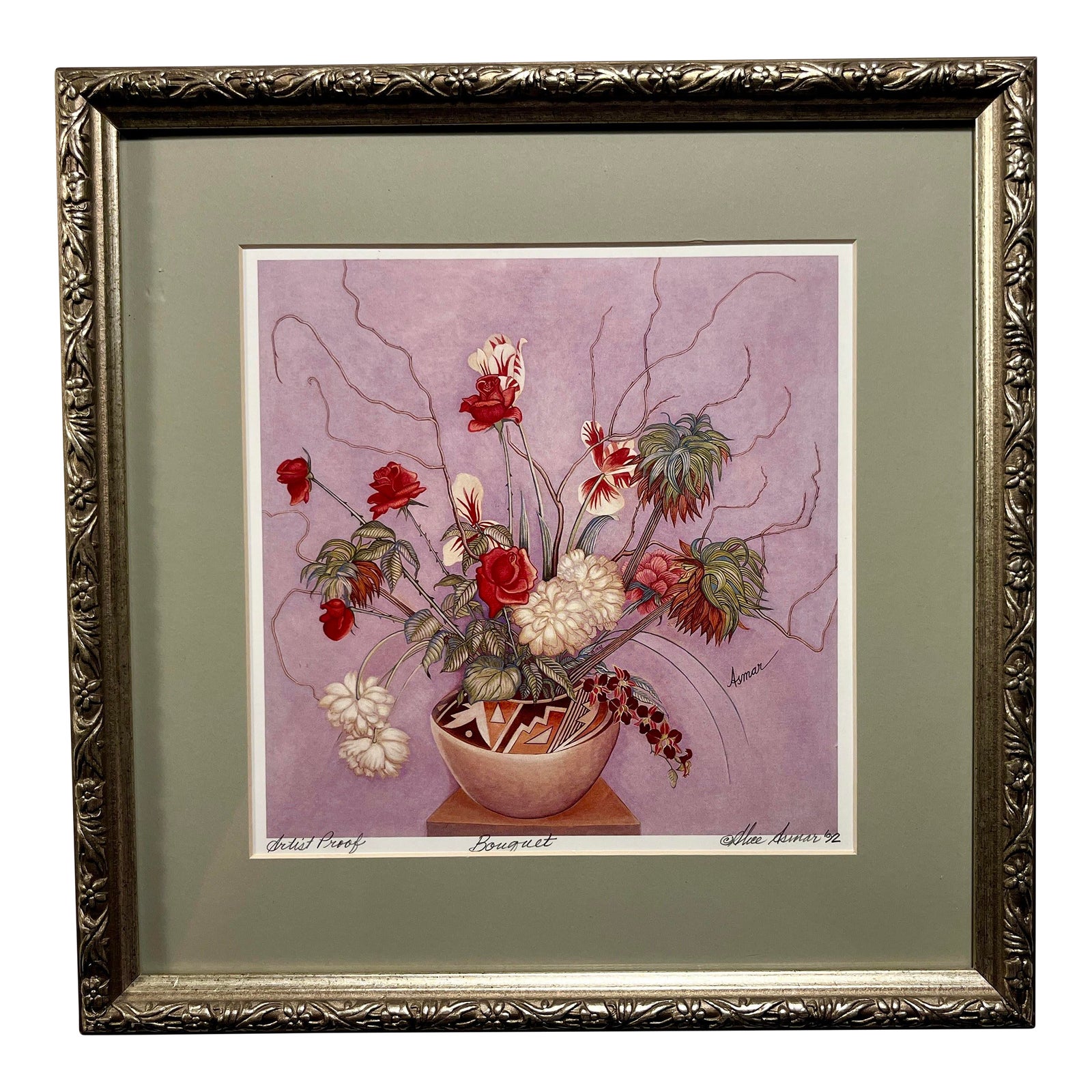 1992 Vintage Alice Asmar "Bouquet" Lithograph Artist's Proof Pencil ...