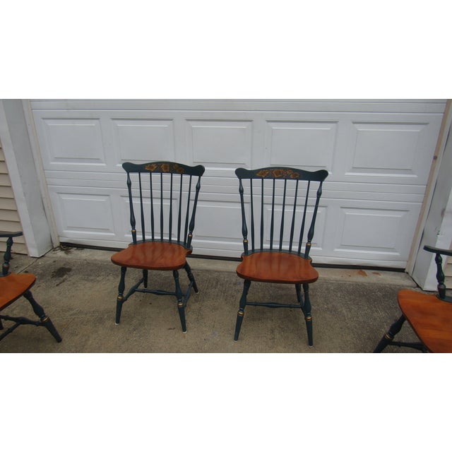 1980s Hitchcock Blue Farmhouse Dining Room Kitchen Chairs- Set of 6 ...