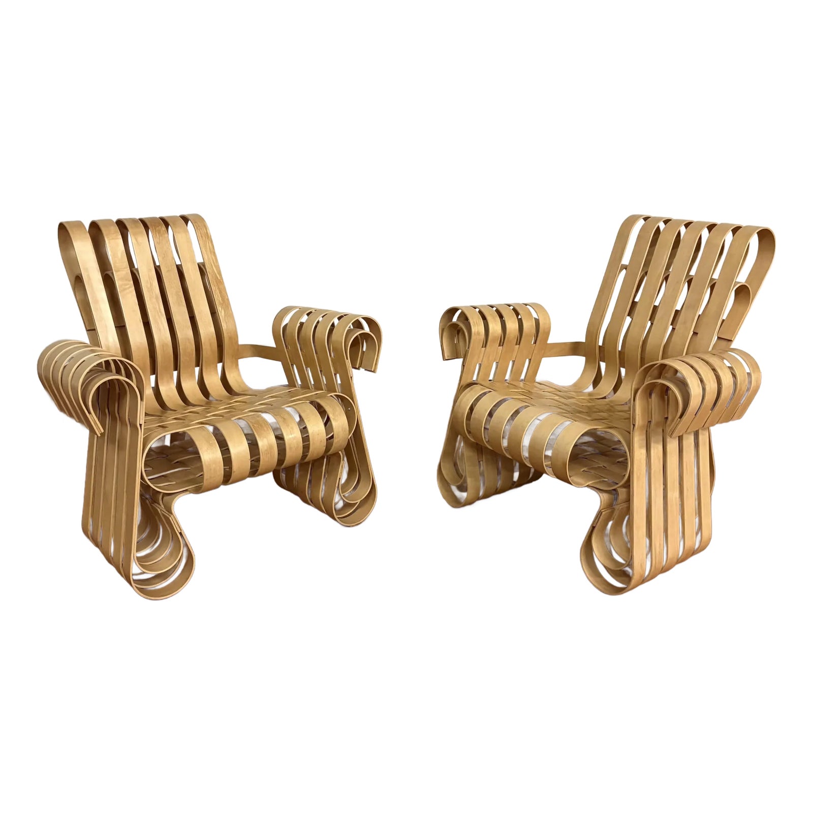 Frank Gehry “Power Play” Bentwood Chairs - A Pair | Chairish