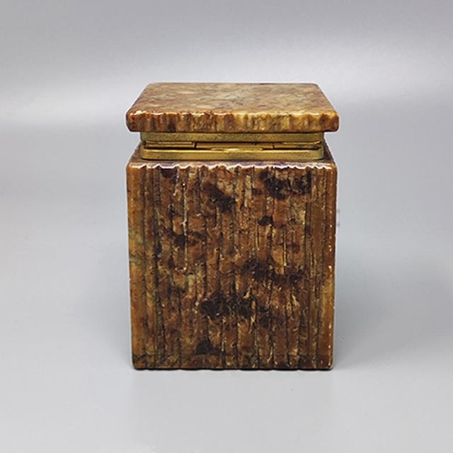 1960s Italian Handmade Brown Alabaster Box | Chairish