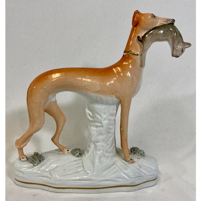 Antique Right Facing Staffordshire Greyhound Dog With Rabbit/ Hare ...
