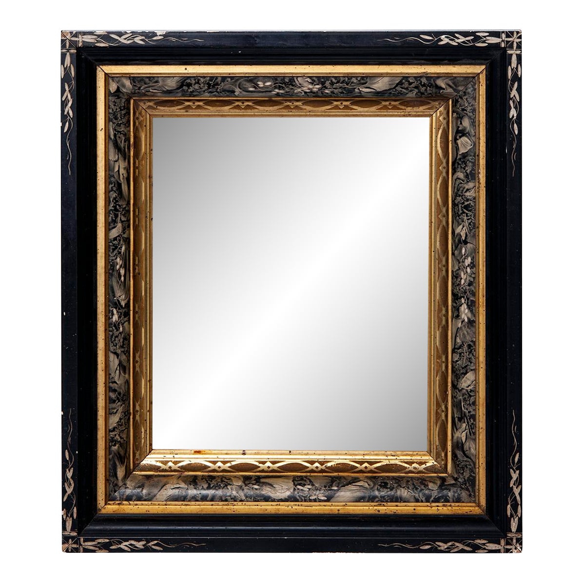 Late 19th Century Eastlake Victorian Black & Gold Wide Cut Beveled ...