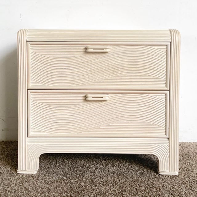 Boho Chic Pencil Reed Nightstand Side Table by American Drew | Chairish