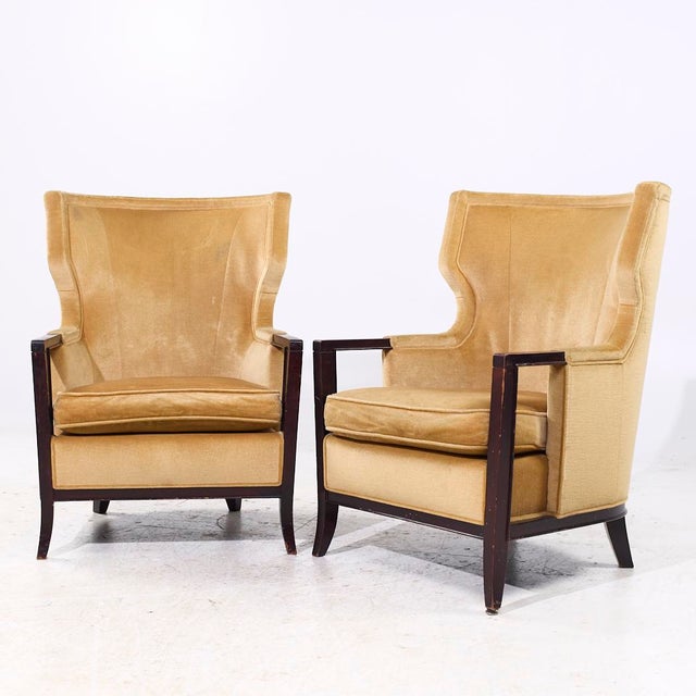 Bill Sofield for Baker Manor Walnut Wing Lounge Chairs - Pair | Chairish