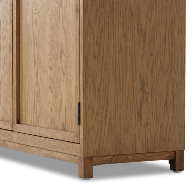 Millie Panel & Glass Door Cabinet, Drifted Oak | Chairish