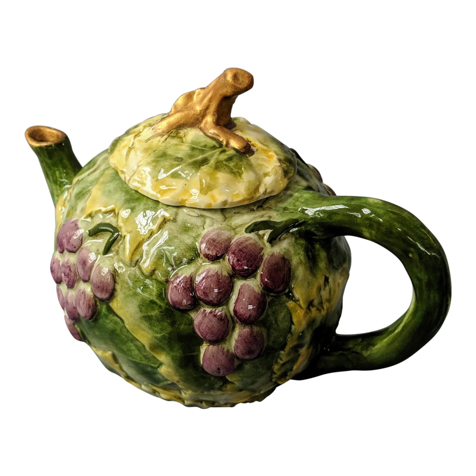 Vintage 1970s Italian Green, Gold, and Purple Grape and Grape Leaf ...