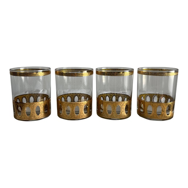 Mid Century Culver Antiqua Old Fashioned Rock Glasses- Set of 4 | Chairish