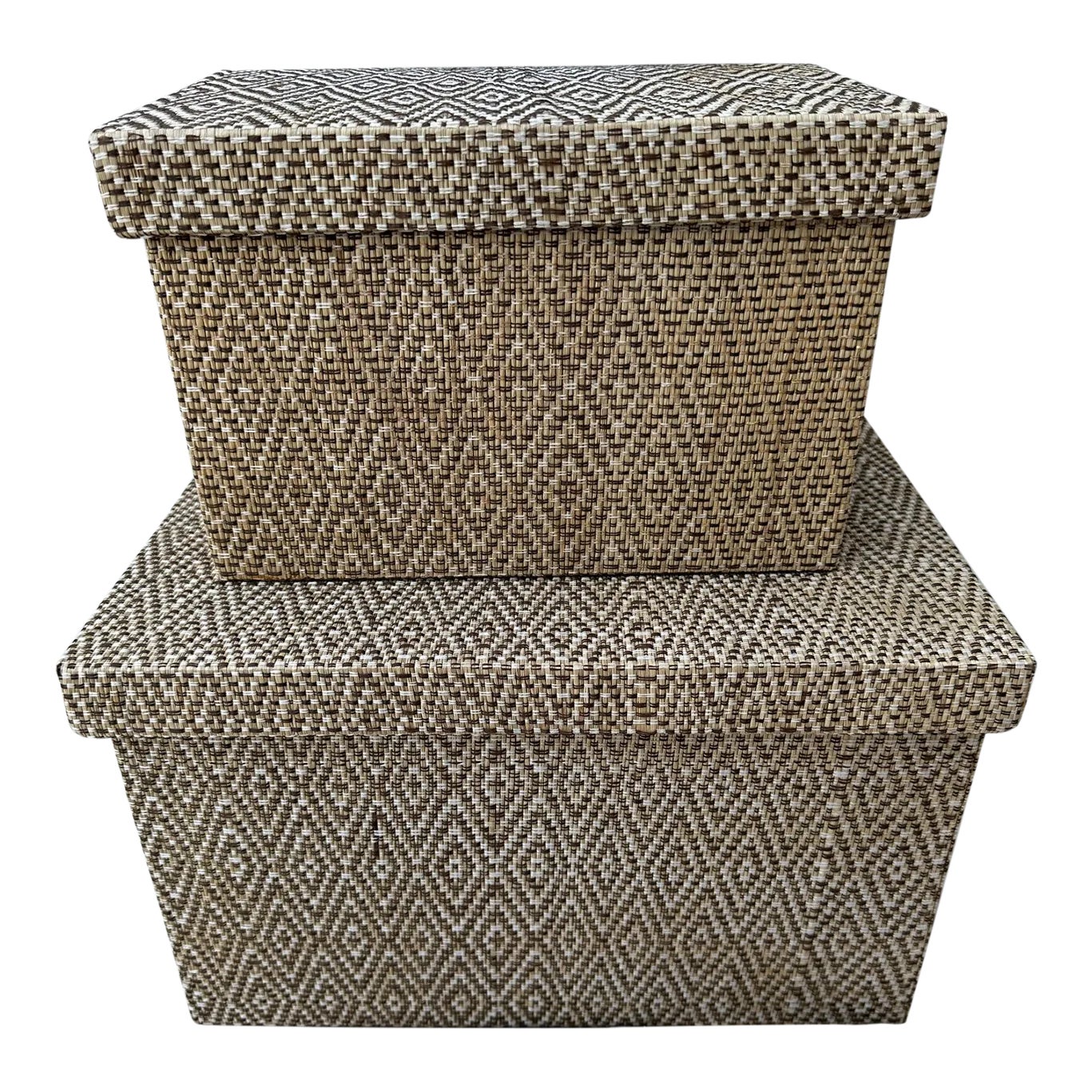 Pair of Woven Straw Nesting Boxes | Chairish