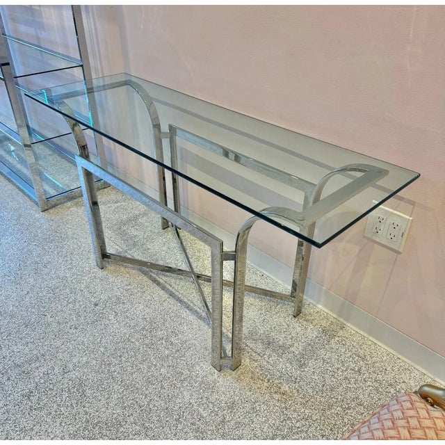 1980s Vintage Dia Style Chrome and Glass Console Table | Chairish