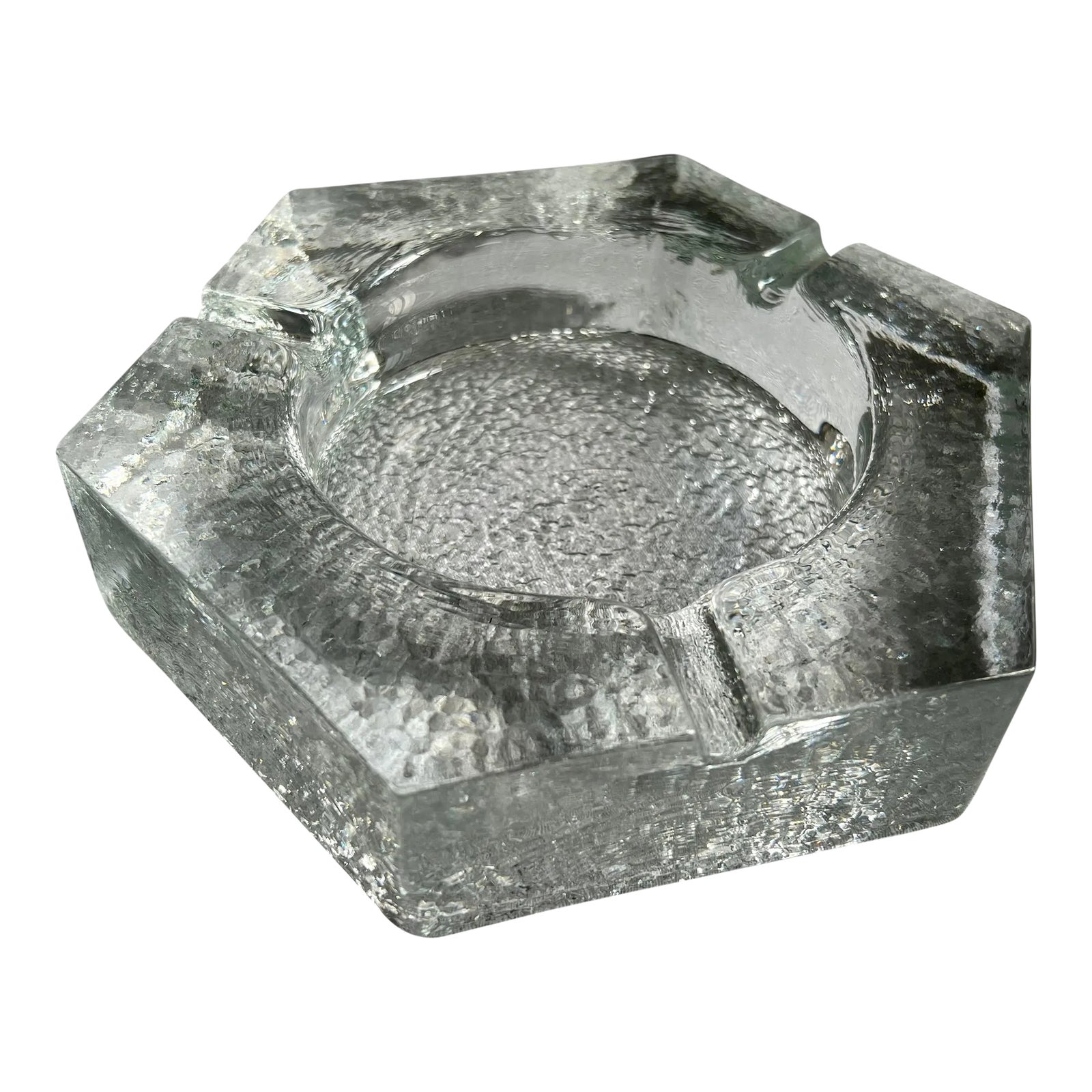 Mid 20th Century Modern Brutalist Clear Glass Hexagon Ashtray | Chairish