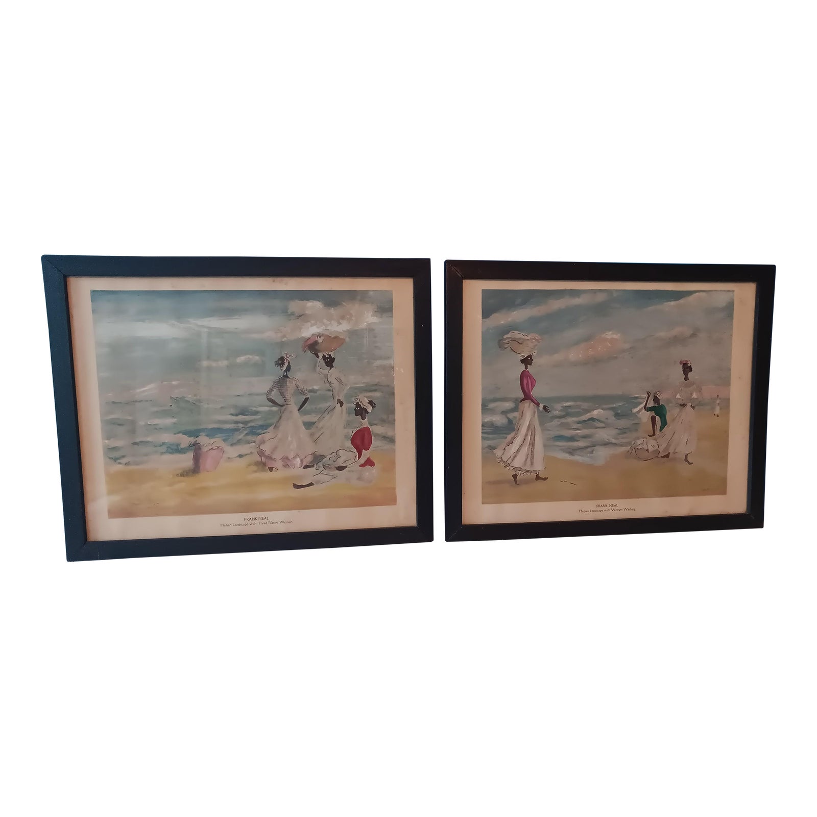 Frank Neal Hatian Women Serigraphs ~ Rare Set 1944 | Chairish