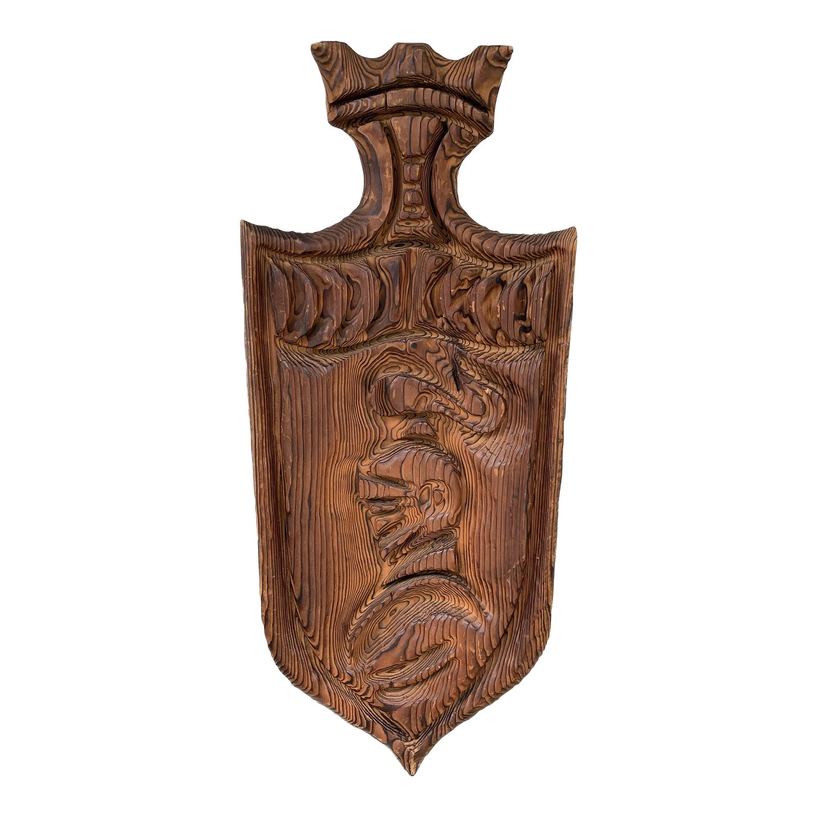 Vintage Large Carved Coat of Arms Crest Knight in Armor Carved Northern ...