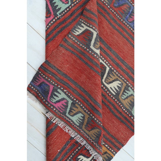 Vintage Turkish Red Kilim Runner-3’4’x11’10" | Chairish