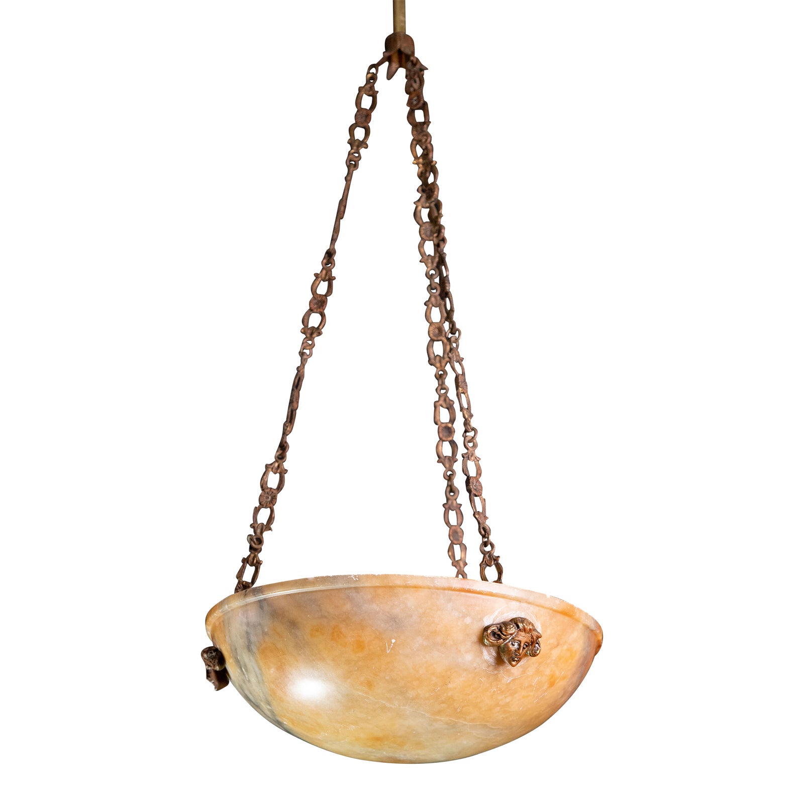 Alabaster Pendant With Iron Decorations, 1940s | Chairish