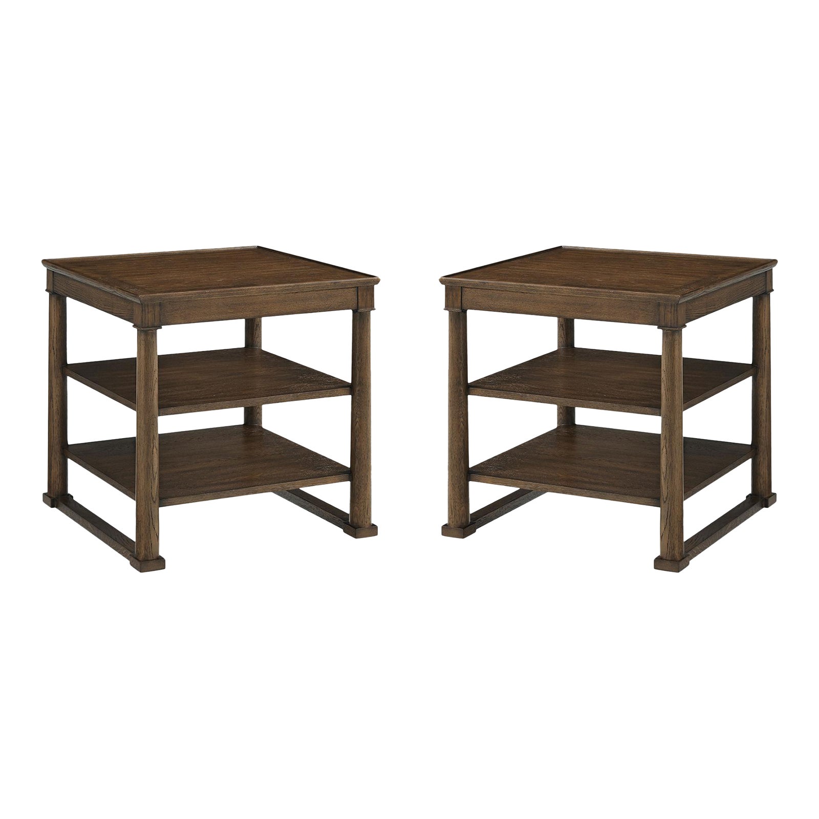 Pair of Dark Oak Square Side Tables | Chairish