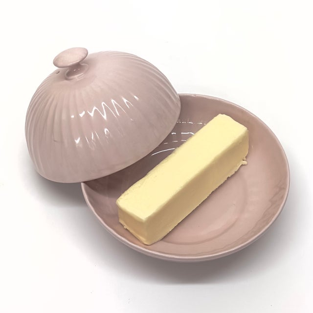 Vintage Fluted Soft Pink 2-Piece Porcelain Butter Dish, Made in ...