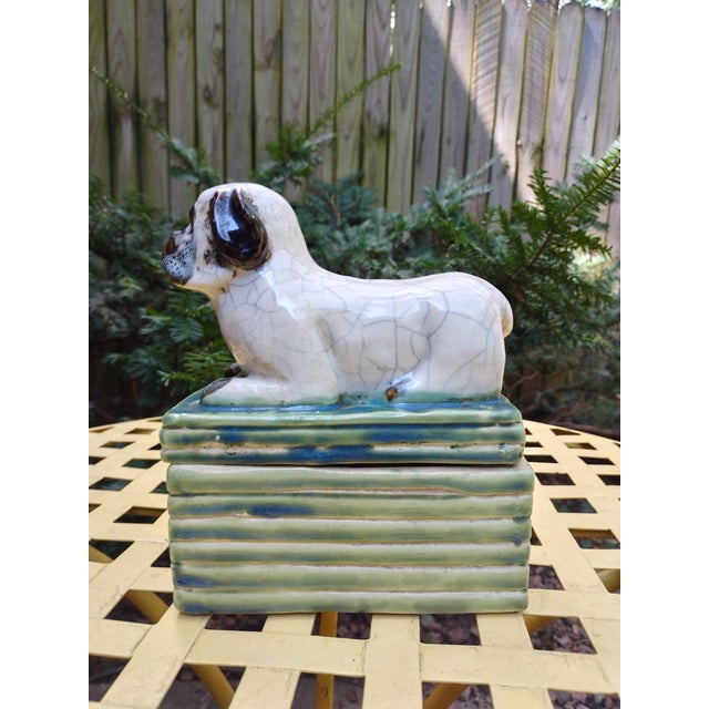 Pug Dog Covered Ceramic Dish | Chairish