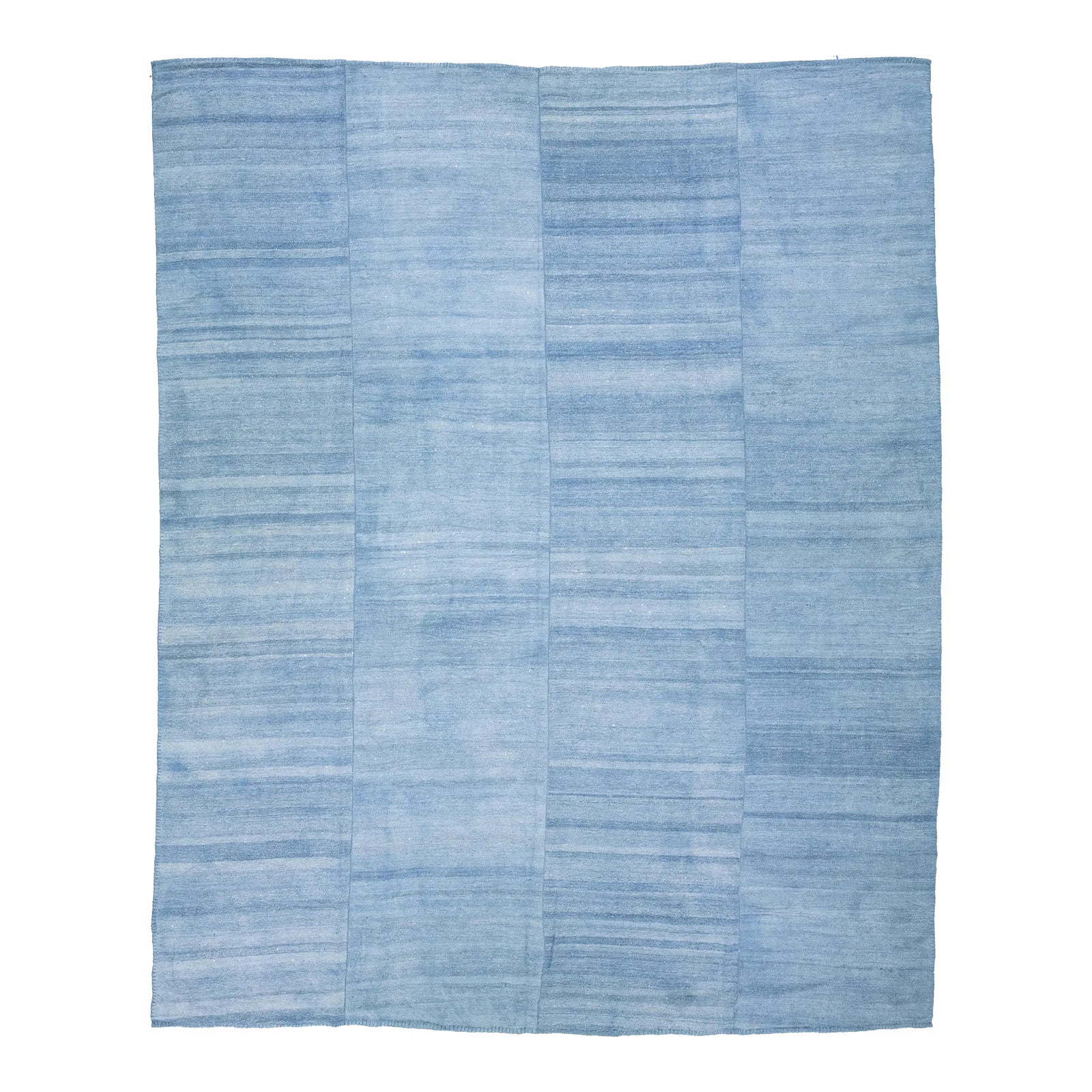 Modern Blue Oversize Wool Rug Flatweave Kilim With Stripe Pattern ...