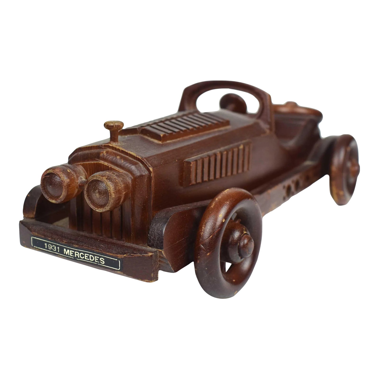 Late 20th Century Handmade Wooden 1931 Mercedes Car Model | Chairish