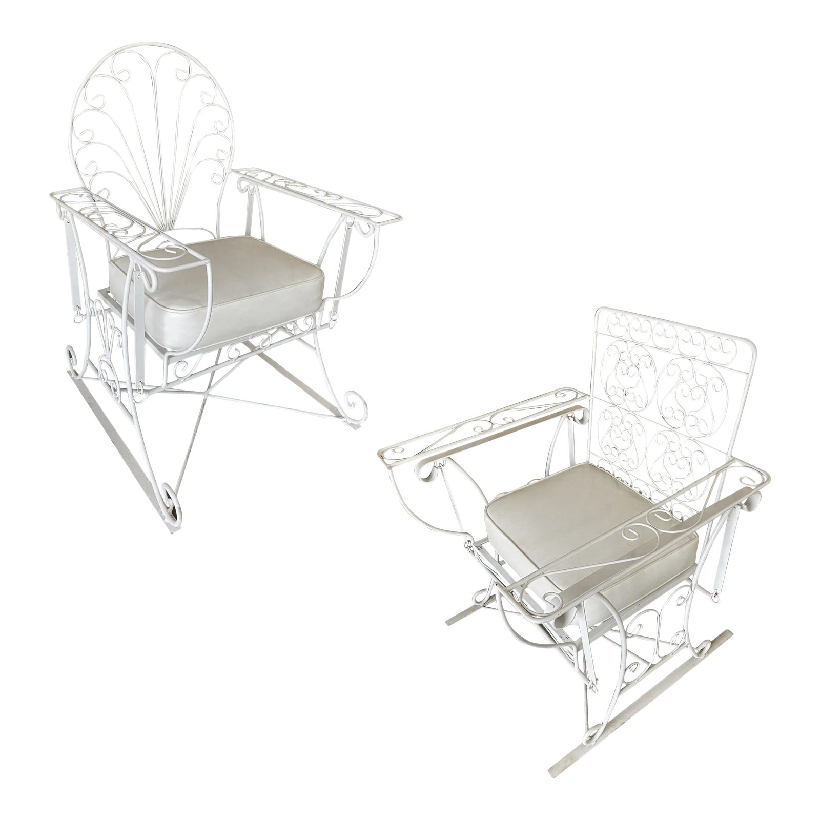Iron Wire Patio Slider Rocking Lounge Chair With Scrolling Arms - a ...