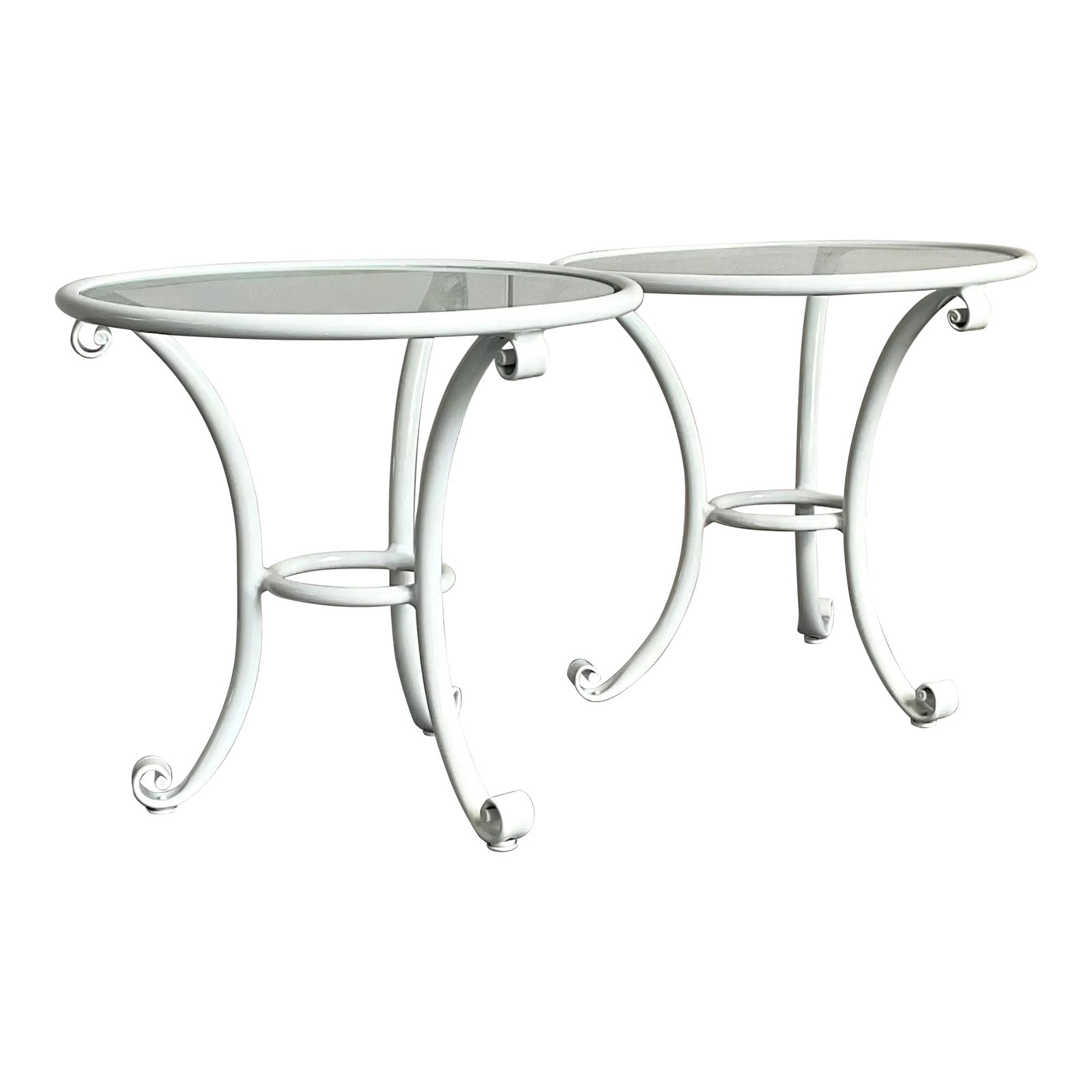 Vintage Regency Cast Aluminum Outdoor Scroll Side Tables - A Pair ...