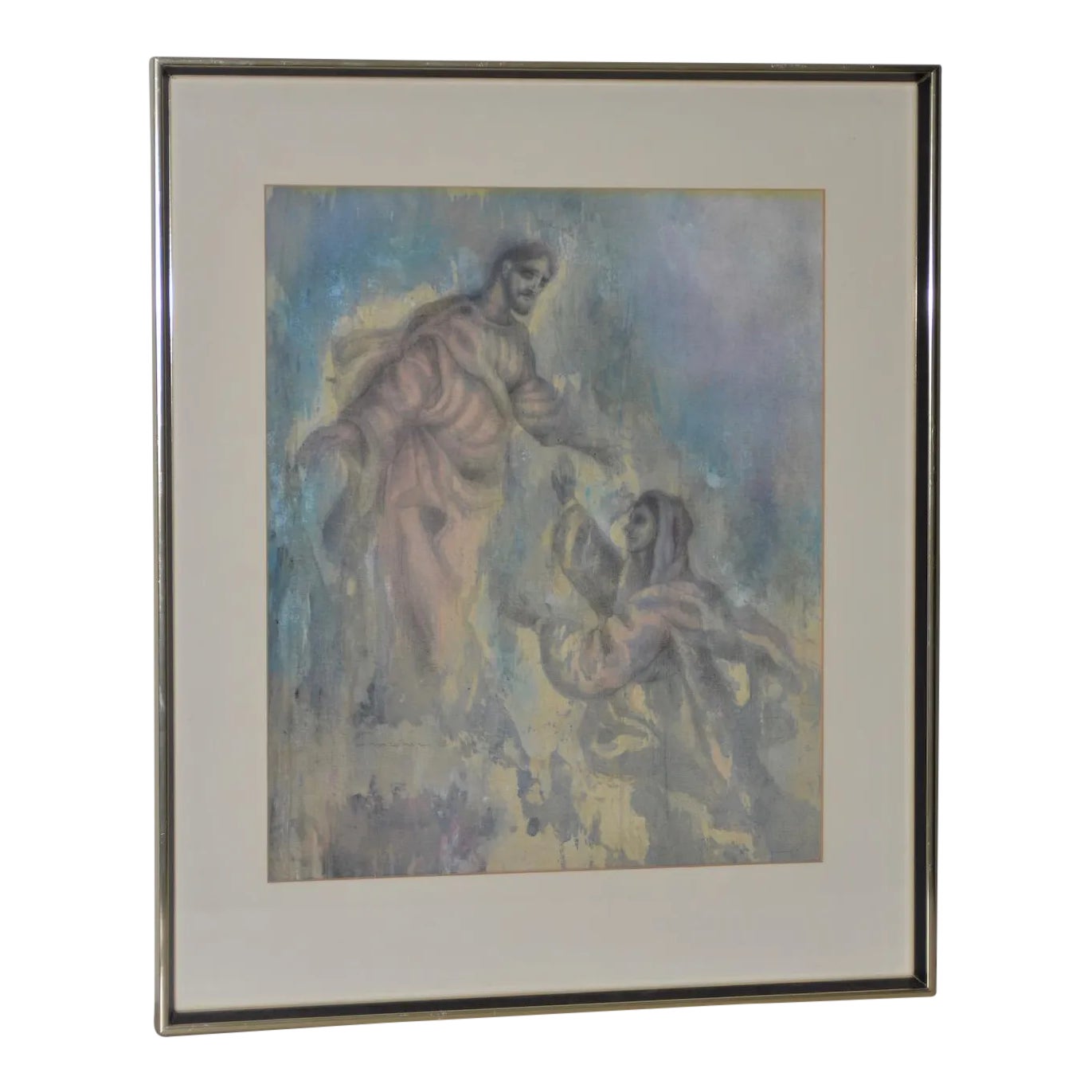 Charles Ware (1921-2005) Mid Century Modern Watercolor on Linen C.1969 ...