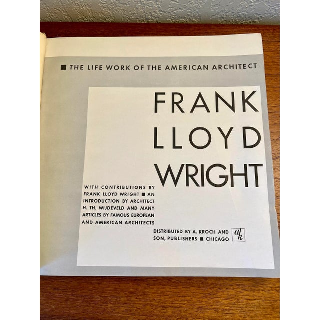Hardcover The Life Work of the American Architect Frank Lloyd Wright by A. Kroch and Son ...