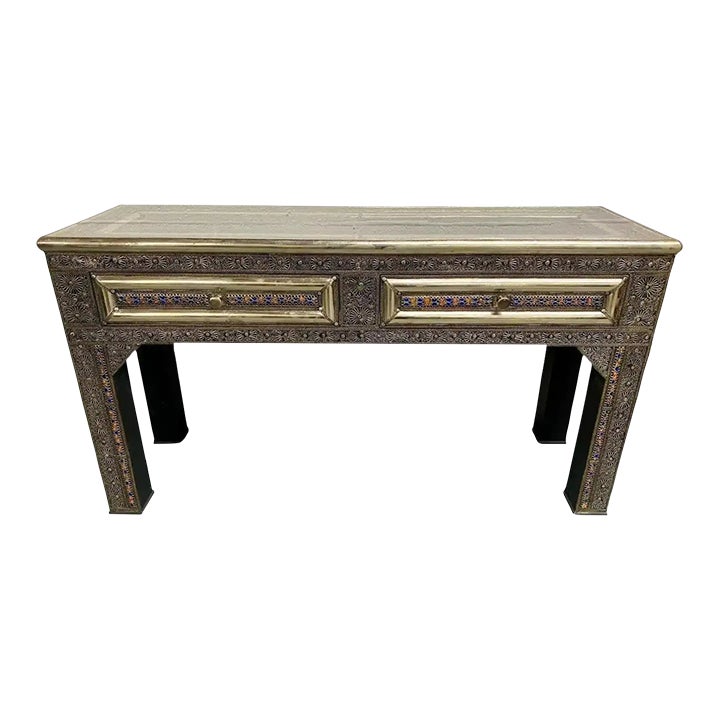 Moroccan Palatial Handcrafted Filigree Style Console | Chairish