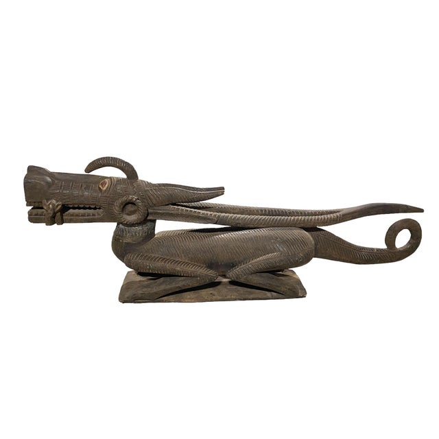 Huge/ Superb and Rare Bambara Chiwara Wood Sculpture 57" W | Chairish