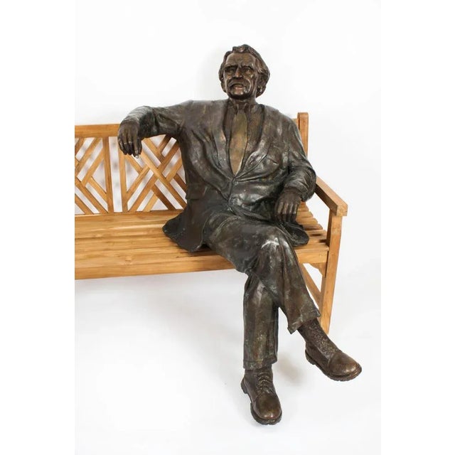 Vintage Life Size Sculpture of Albert Einstein on a Garden Bench, 20th ...