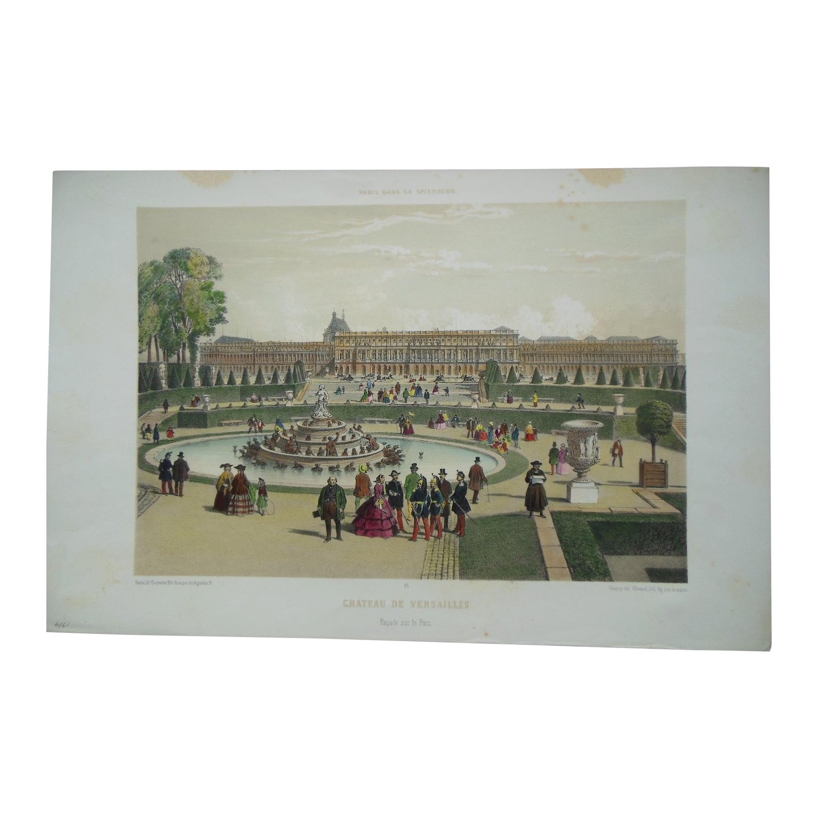 Antique View of Paris Lithograph | Chairish