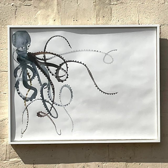 Vintage Abstract Original Pace Print on Paper of Octopus | Chairish