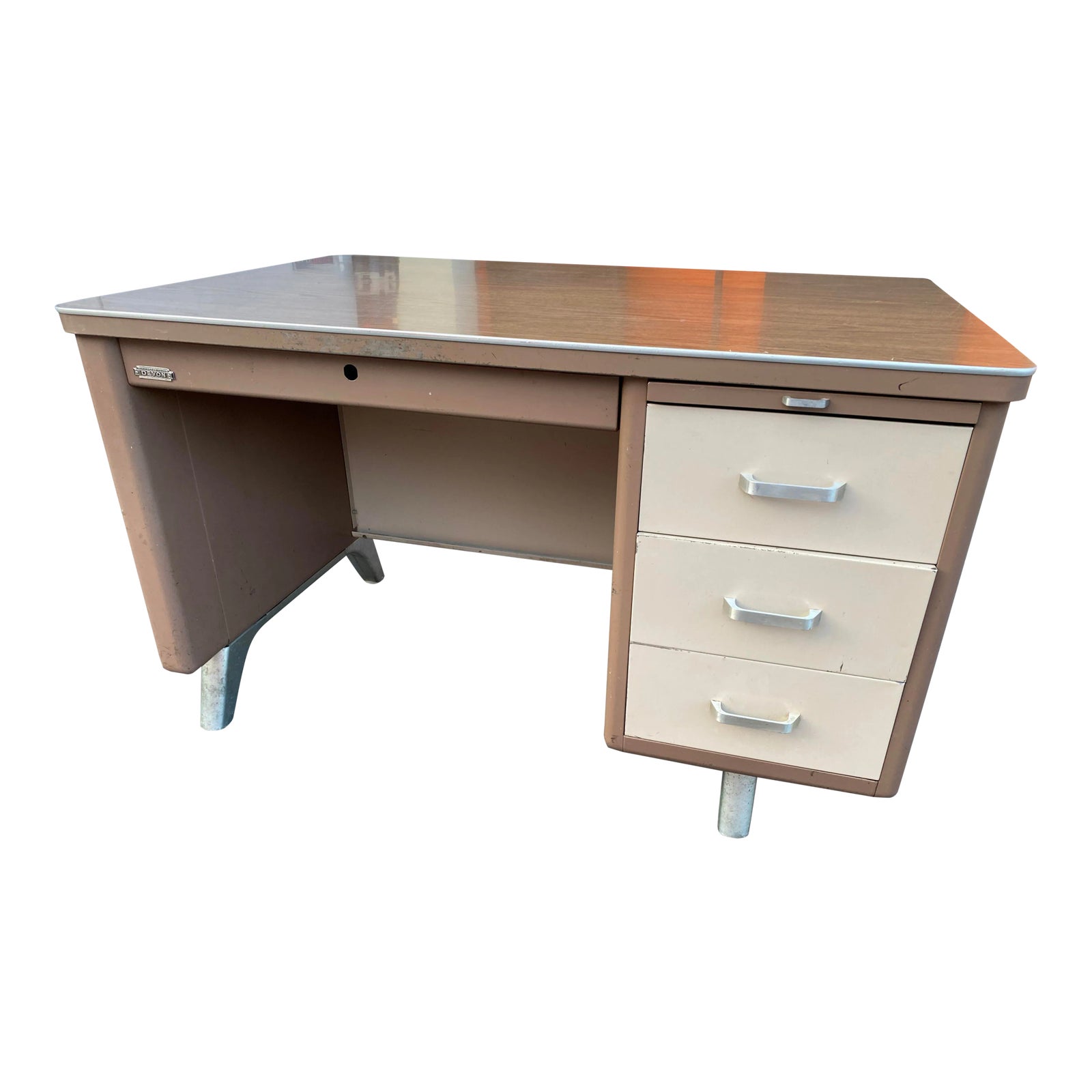 Vintage Mid Century Metal Writing Desk | Chairish