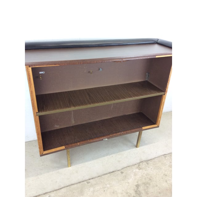 Mid Century Modern Dry Bar With Storage Shelving & Black Tufted Vinyl ...