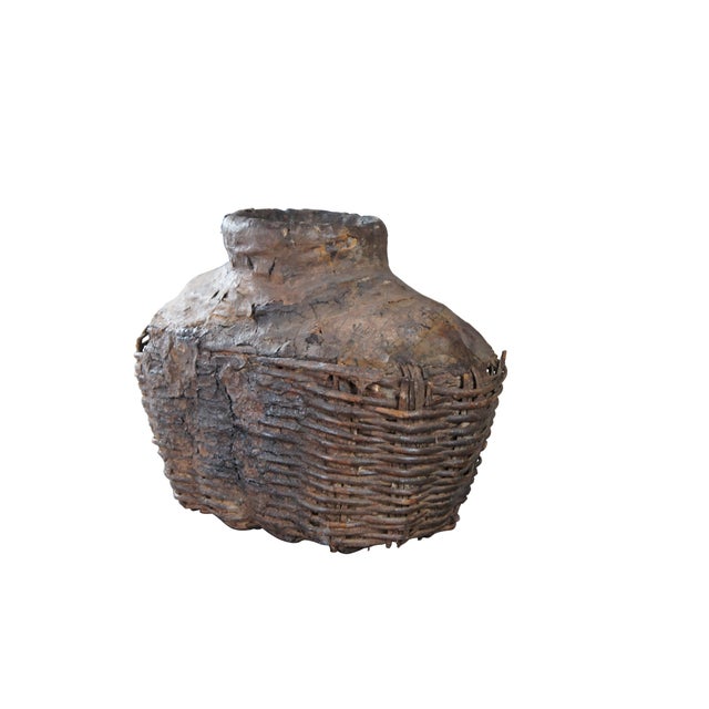 Early 20th Century Antique Chinese Woven Willow Oil Container | Chairish