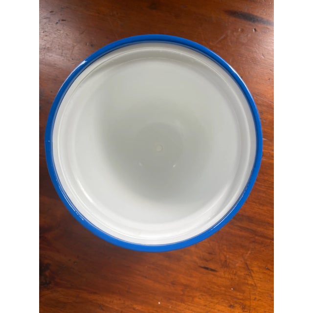 Vintage Blue Ice Bucket With Gold Handle | Chairish