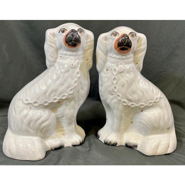 Antique Pair of 10” White Staffordshire Dog Figurines From England ...