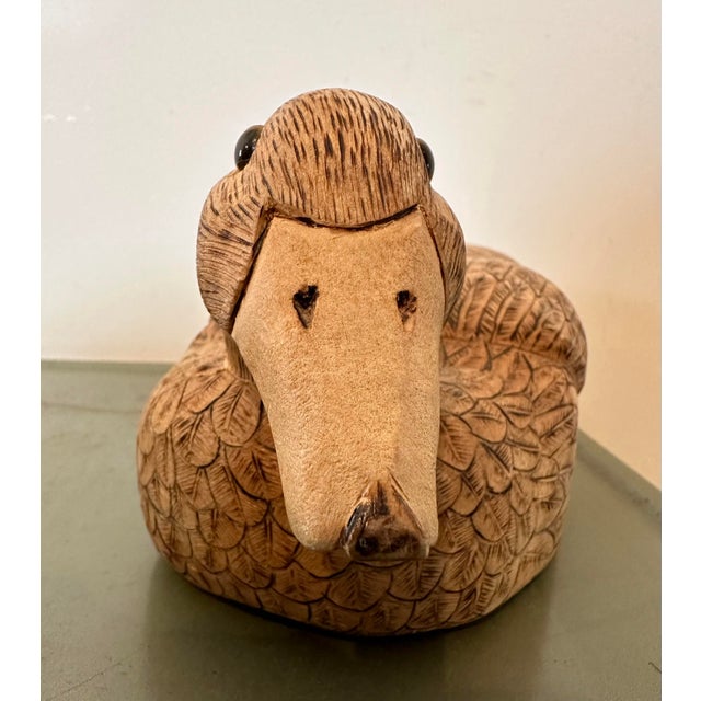 Vintage Signed Handcarved and Wood Burned Duck | Chairish