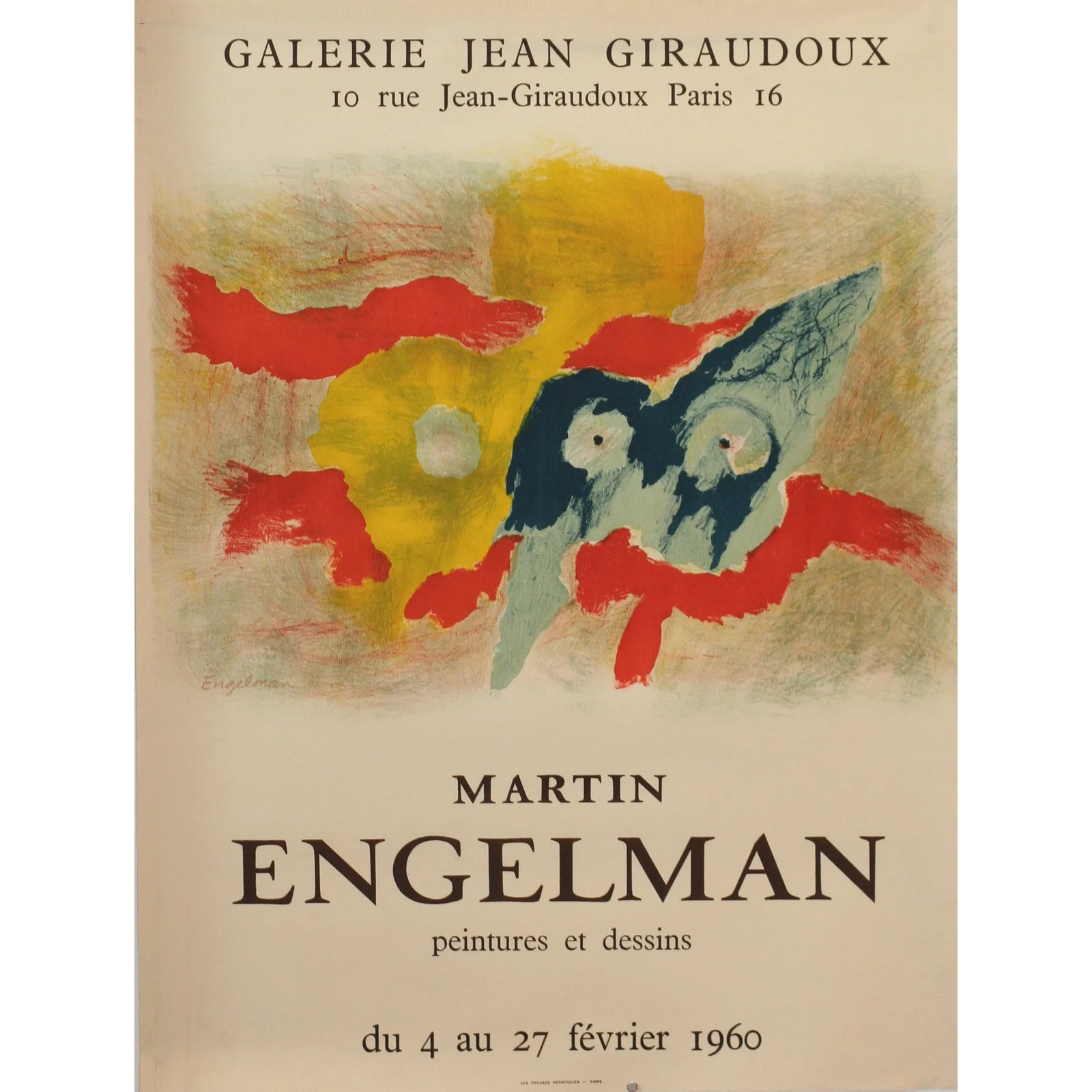 Martin Engelman Original 1960 Exhibition Poster | Chairish