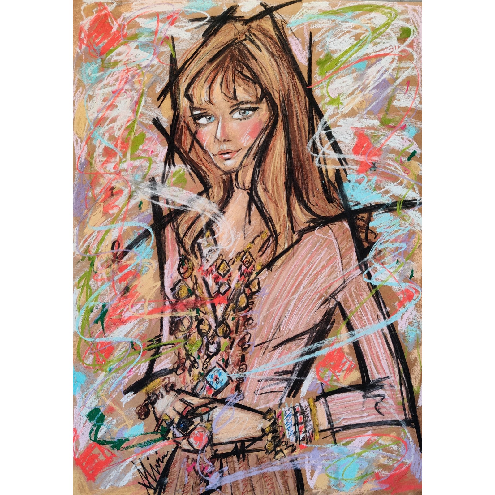 "Chakra Charmed" Contemporary Original Expressionist Portrait Drawing ...