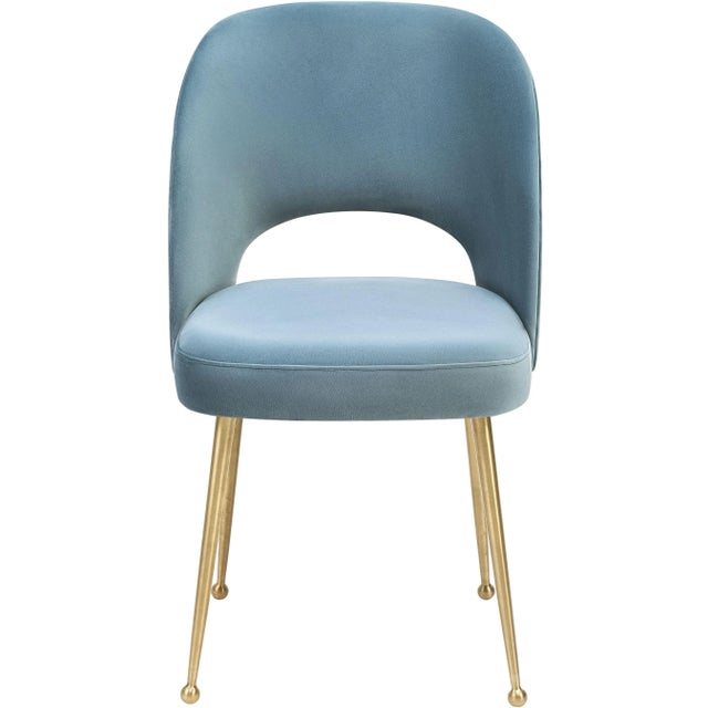 Swell Sea Blue Velvet Chair | Chairish