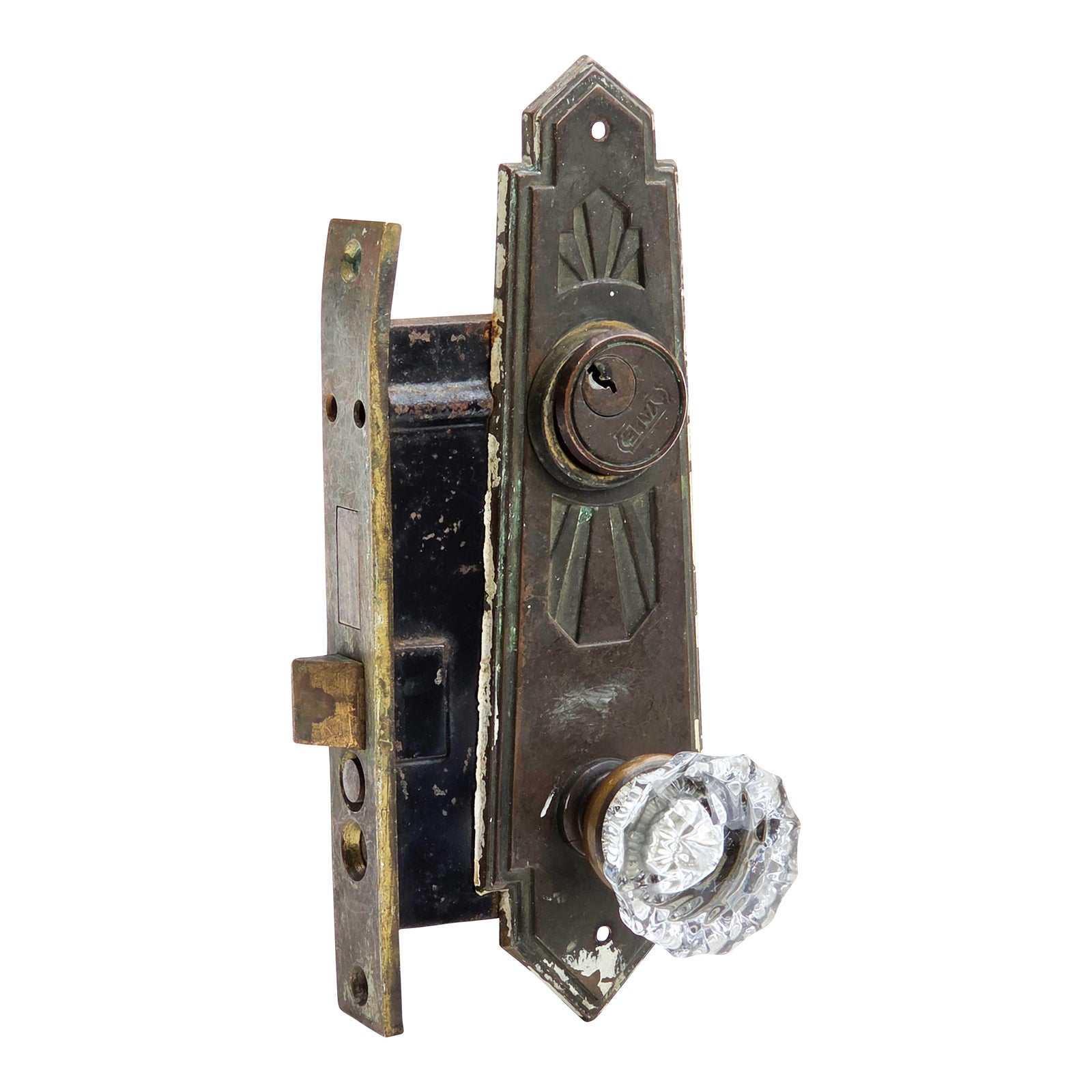 1920s Art Deco Yale & Towne Exterior Entry Door Lock Lockset With ...