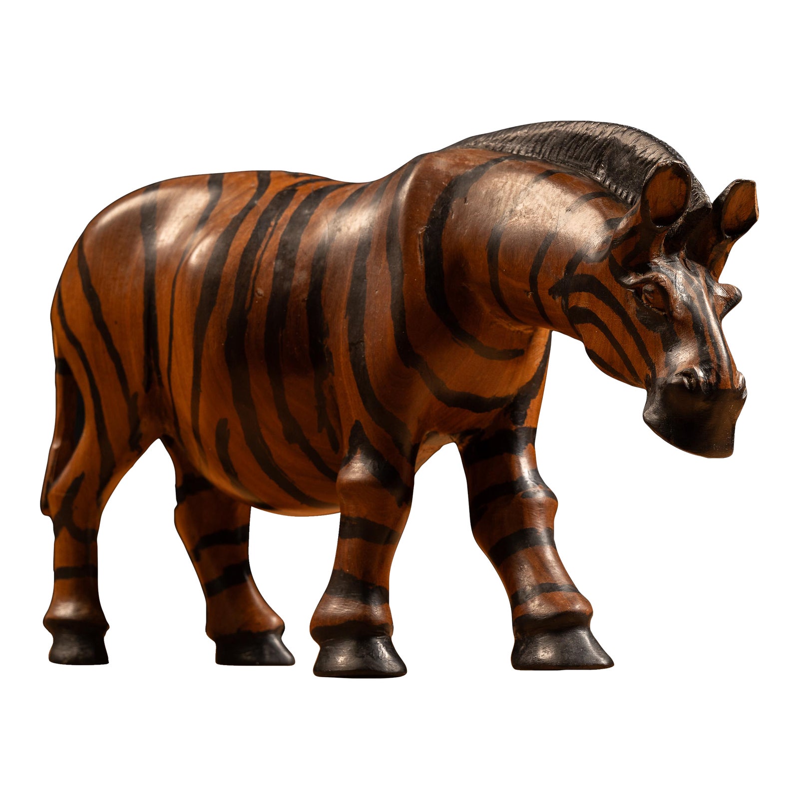 Vintage Carved Zebra Sculpture | Chairish