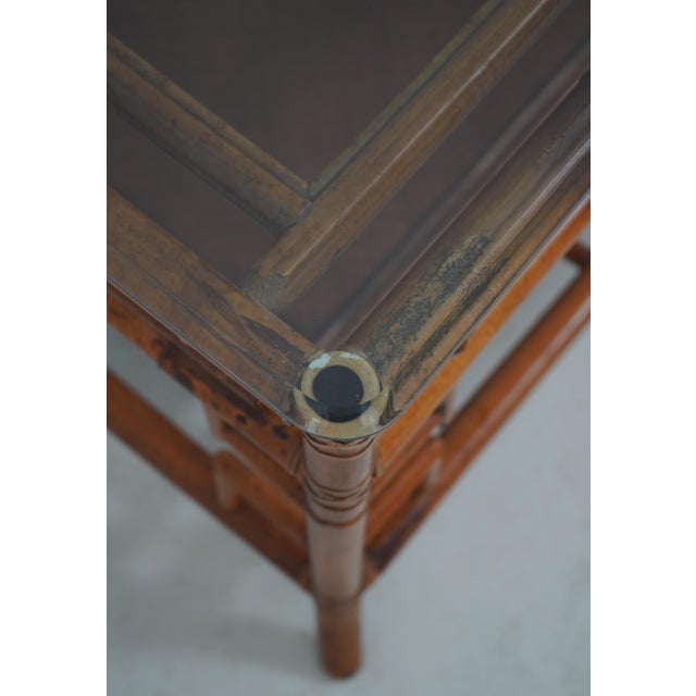 Bamboo Rectangular Glass Top Coffee Table | Chairish