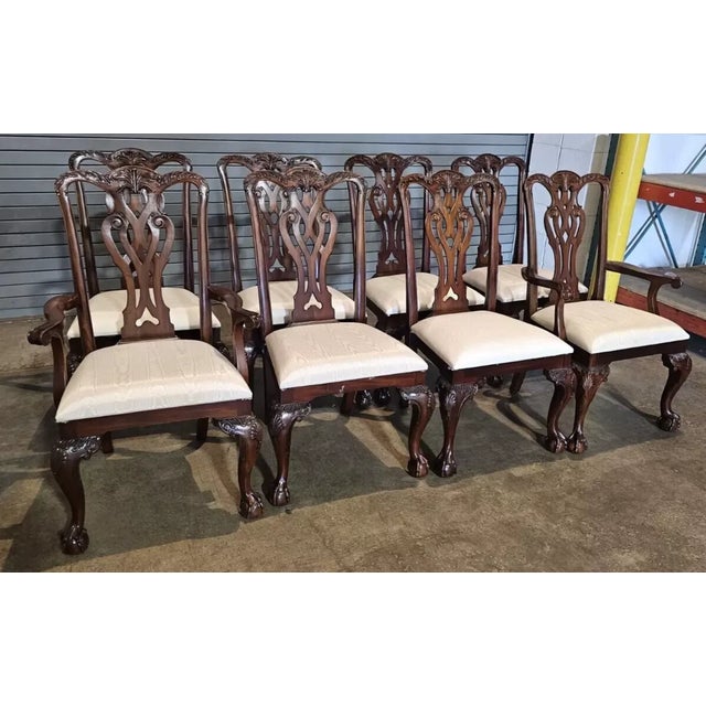 Set of 8 Maitland-Smith Mahogany Dining Room Chairs Ball & Claw Feet ...
